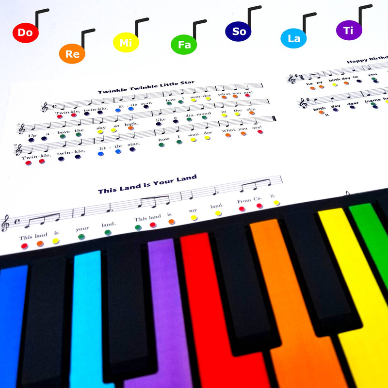 Rainbow Piano - 49 Color Coded Keys + Play-By-Color Songbook | Happy ...
